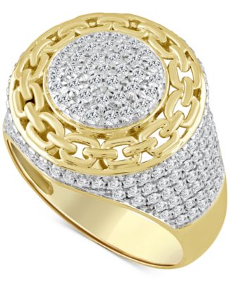 Men's Diamond Circle Cluster Chain Link Ring (1-1/2 ct. t.w.) in 10k ...