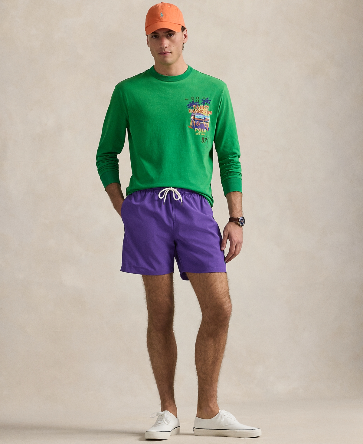 Polo Ralph Lauren Mens 5.75-Inch Traveler Classic Swim Trunk - Chalet Purple