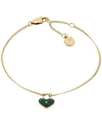 Fossil Modern Meadows Malachite Heart Chain Bracelet - Macy's