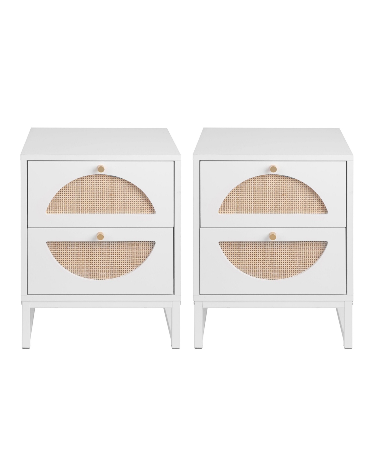 Click here for 2 Drawer Nightstand Set of 2 Bedside Table with Ra... prices