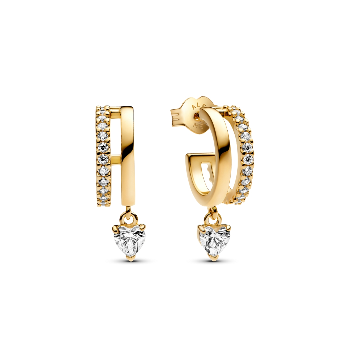 Click here for Pandora 14K Gold Plated Dangling Heart Hoop Earrin... prices