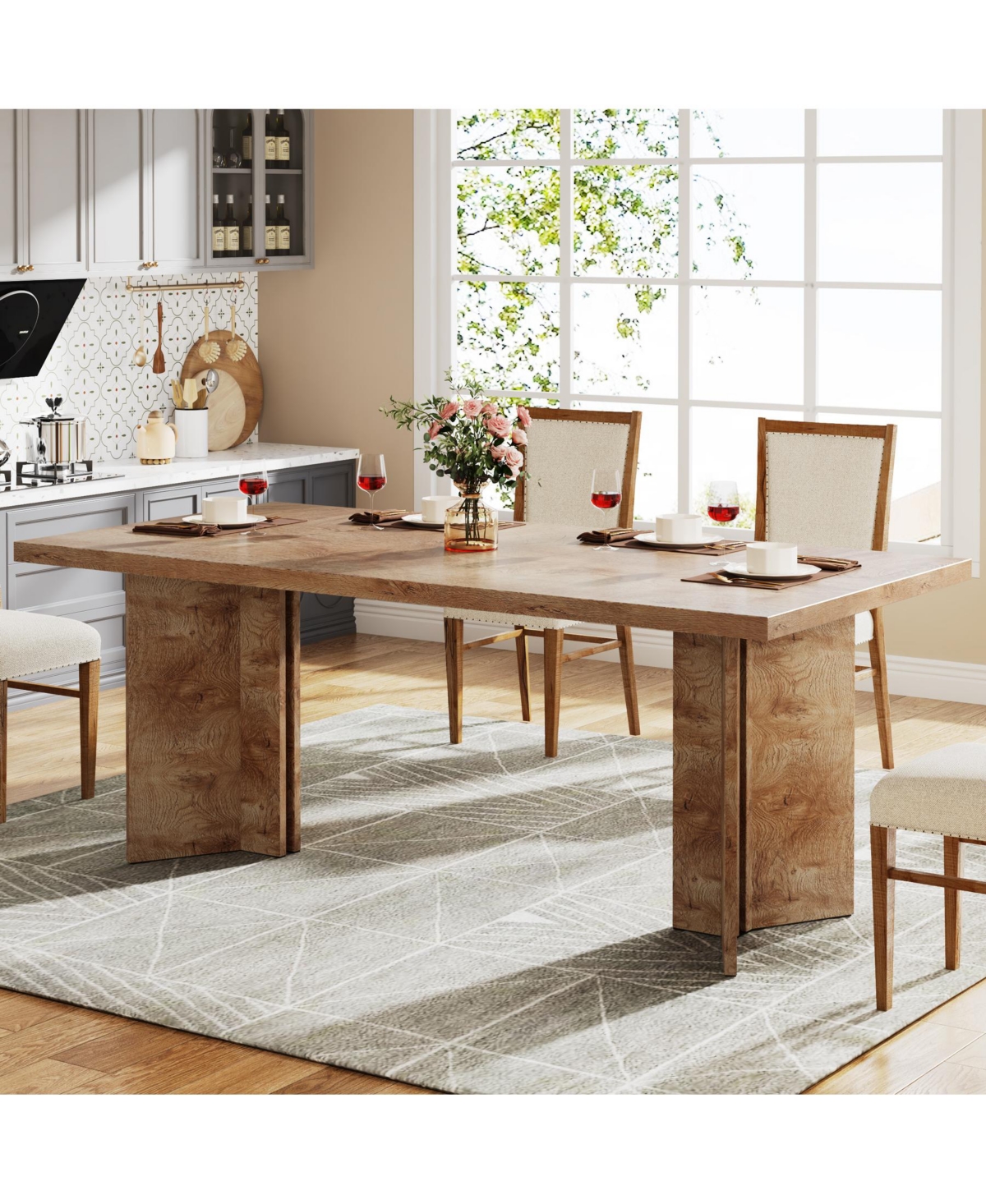 Click here for Tribesigns 63-inch Dining Table for 4-6  Farmhouse... prices