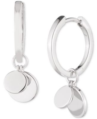 Lauren Ralph Lauren Sterling Silver Disc Drop Hoop Earrings - Macy's
