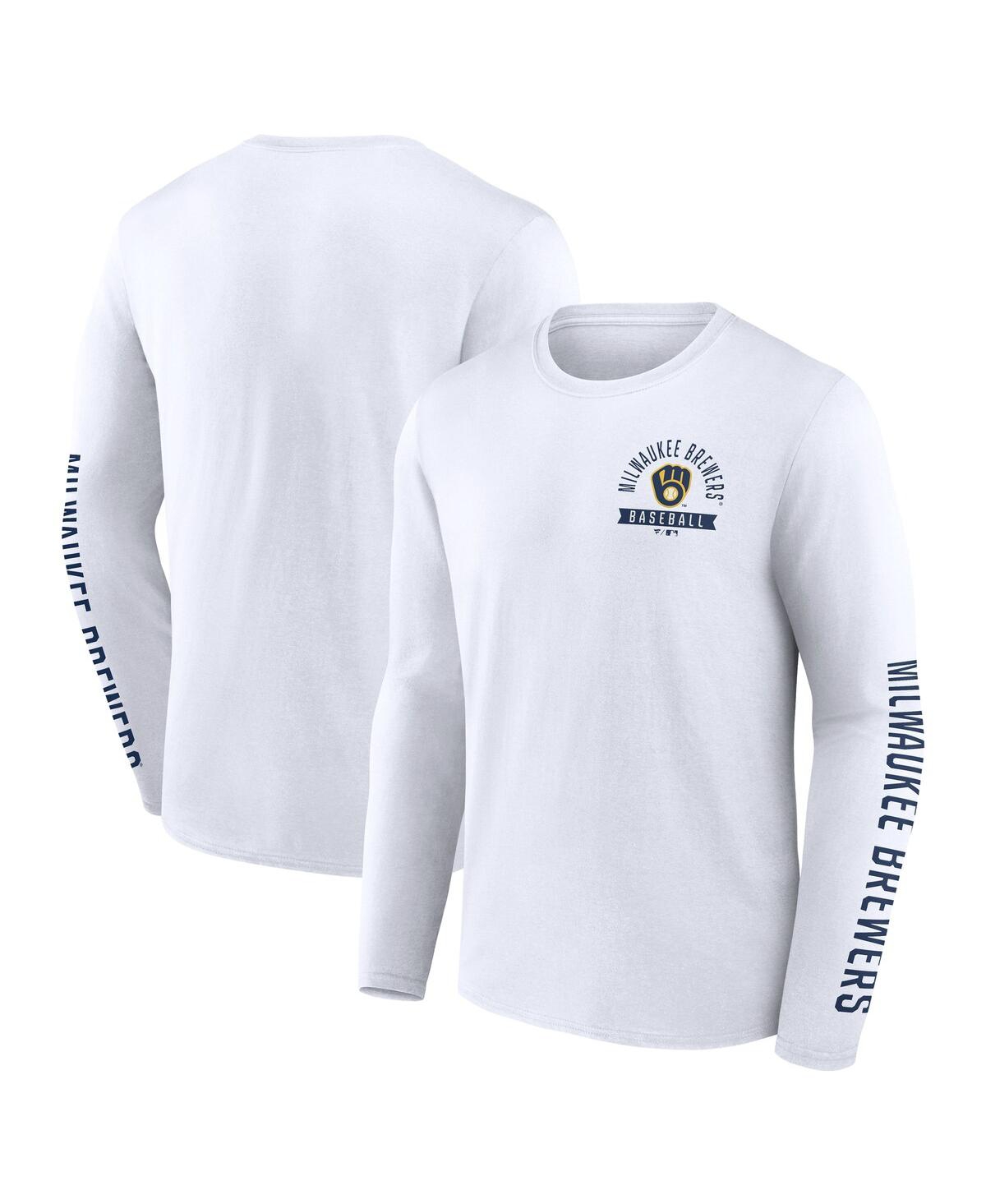 Click here for Fanatics Mens White Milwaukee Brewers Press Box Lo... prices