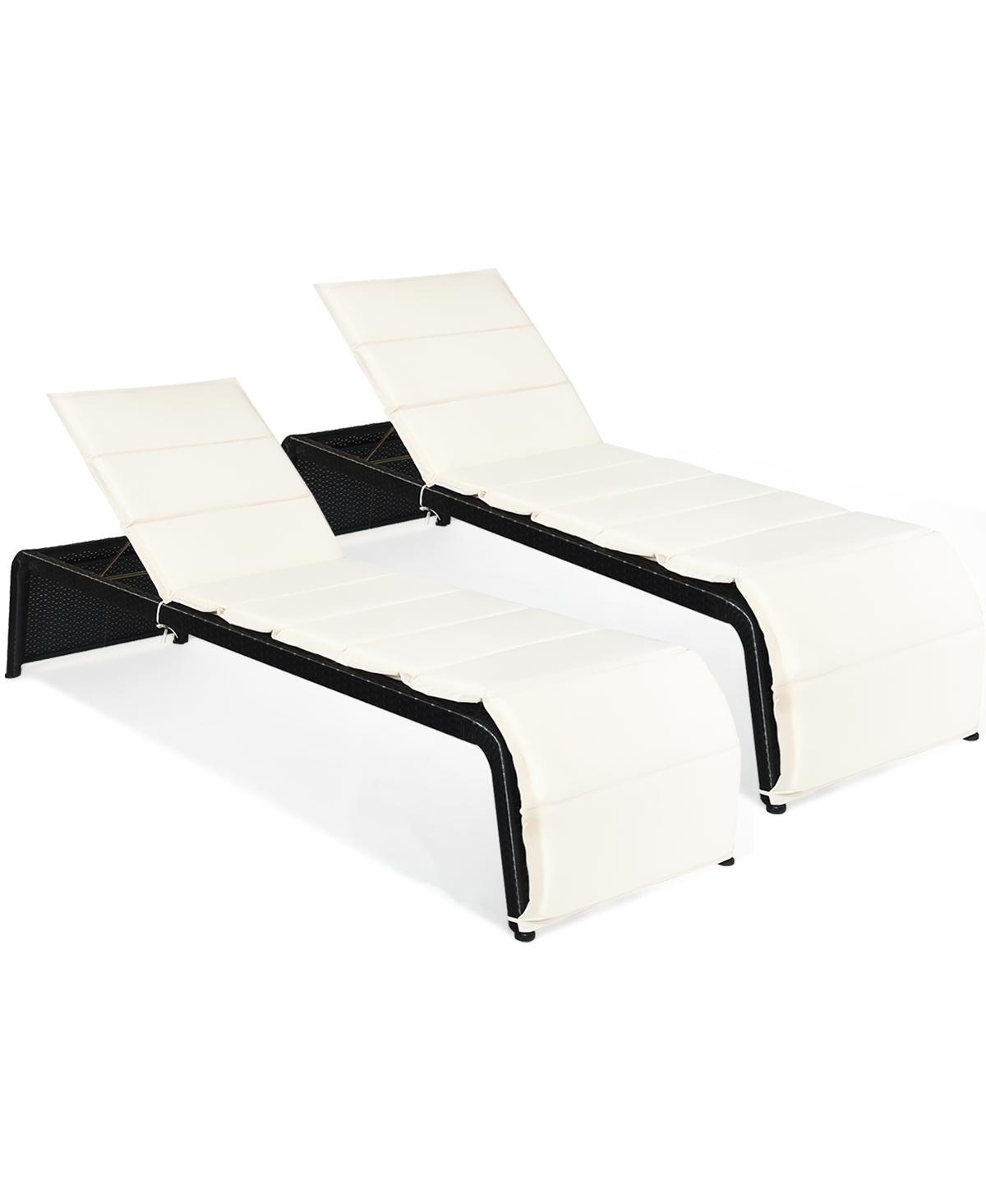 Click here for 2 Pcs Patio Rattan Lounge Chair Chaise Recliner Ba... prices