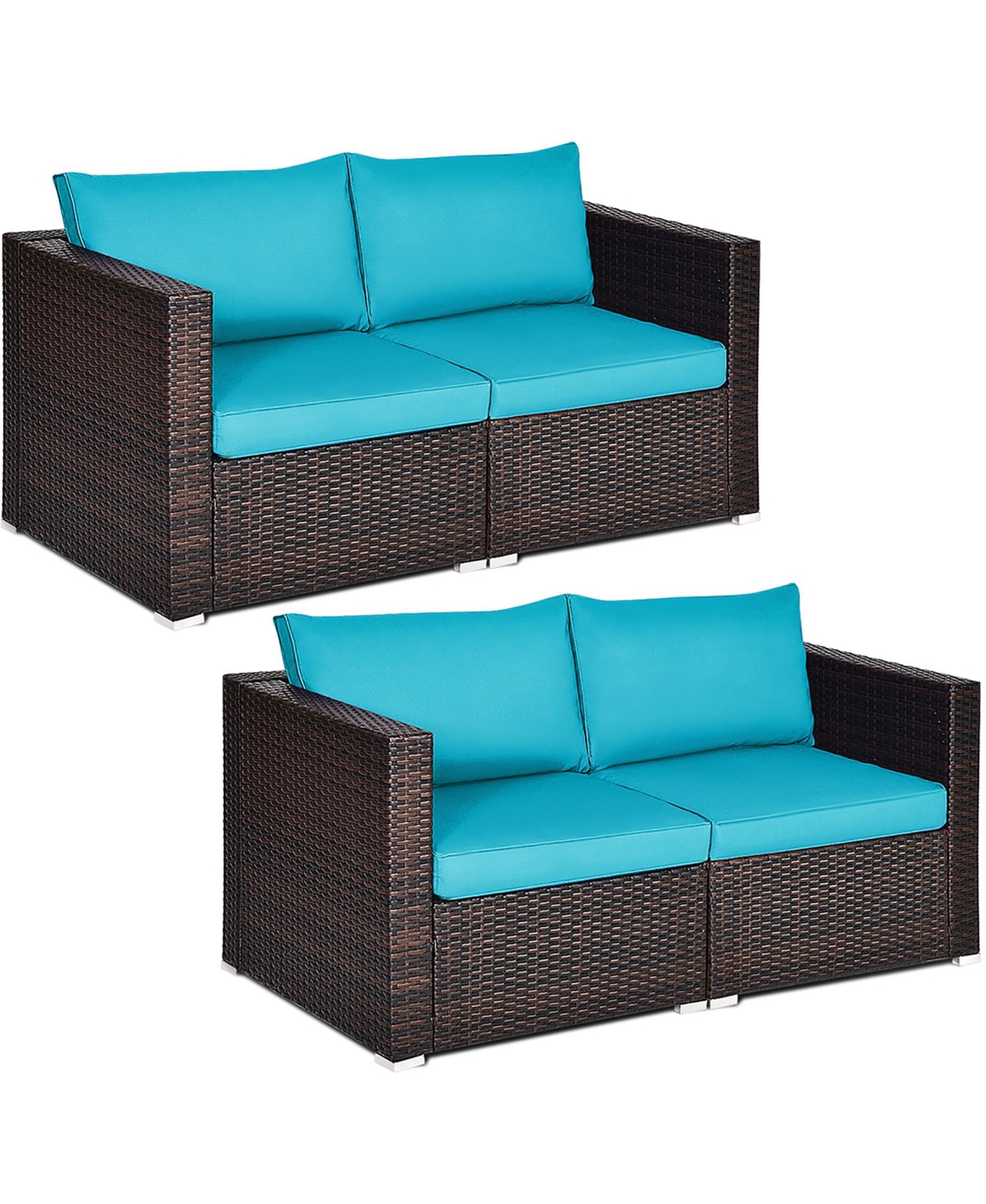 Click here for 4PCS Patio Rattan Corner Sofa Sectional Furniture... prices