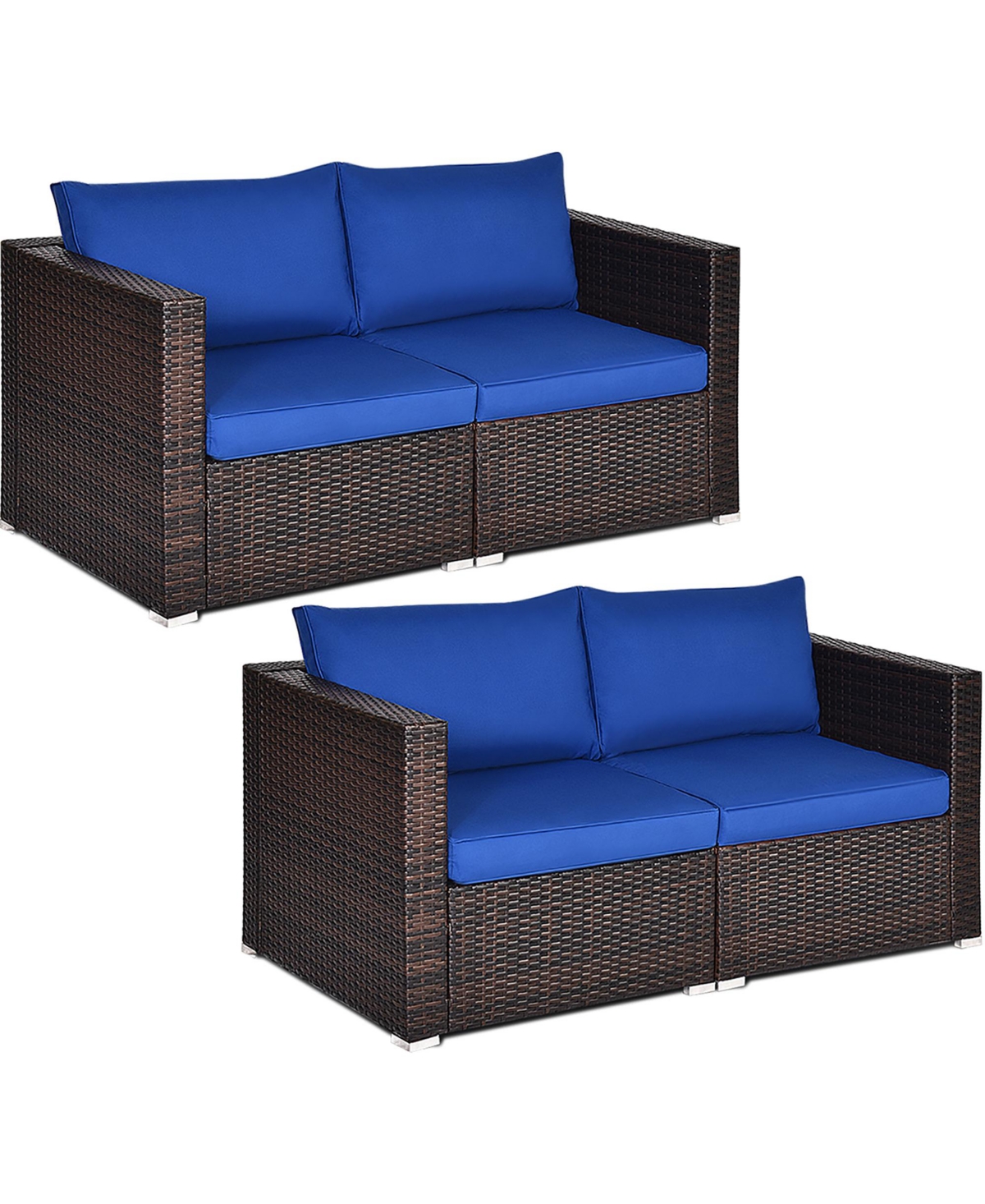 Click here for 4PCS Patio Rattan Corner Sofa Sectional Furniture... prices