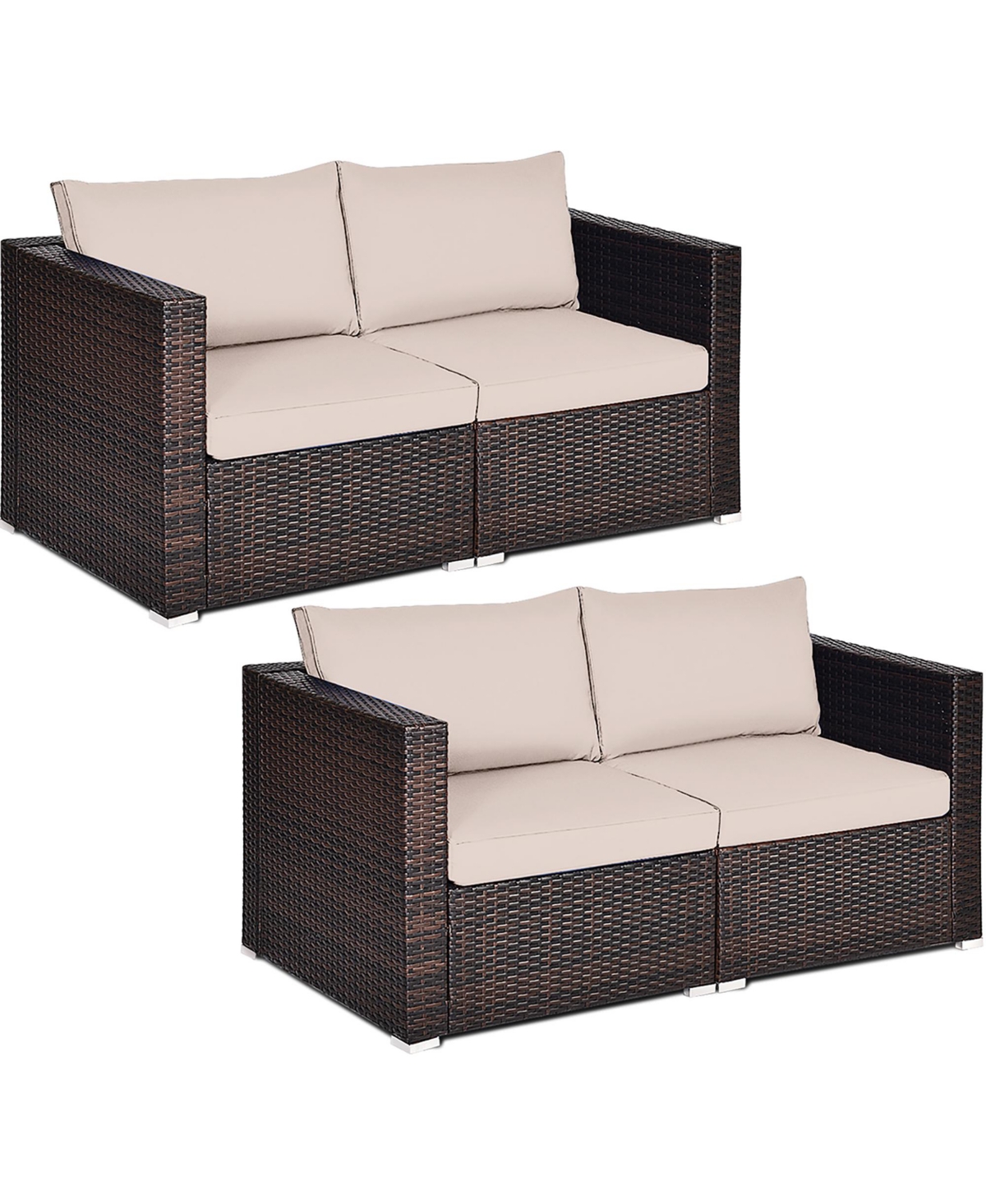 Click here for 4PCS Patio Rattan Corner Sofa Sectional Furniture... prices