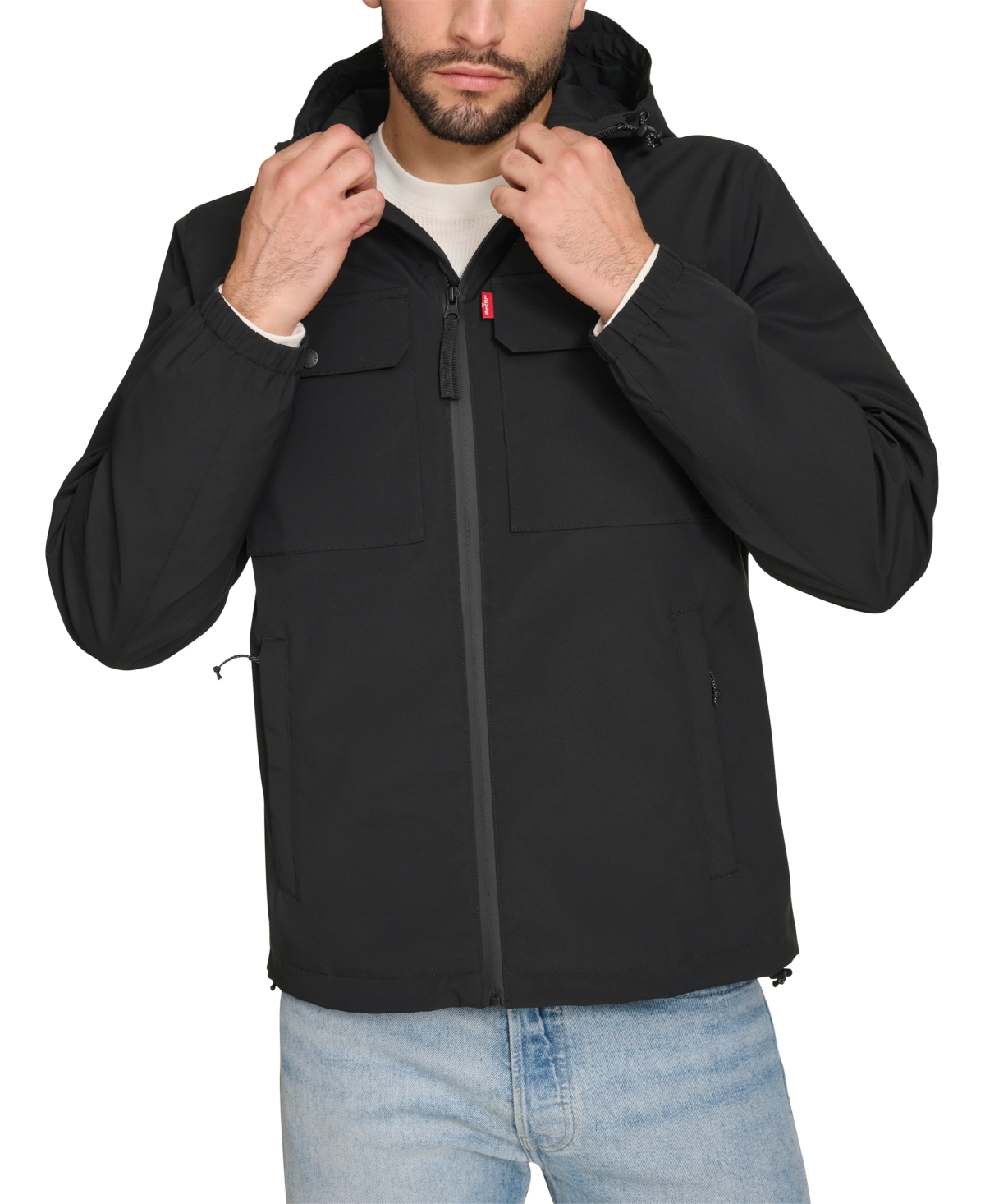 Click here for Levis Mens Hooded Rain Jacket - Black prices