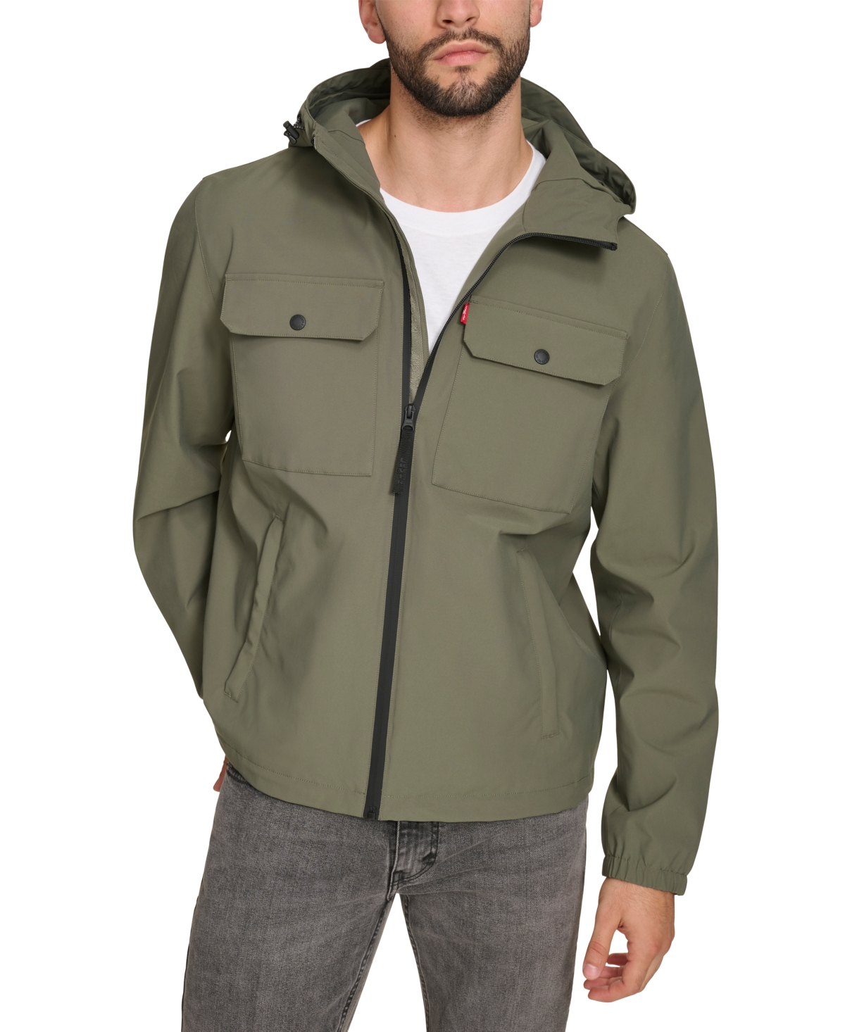Levis Mens Hooded Rain Jacket - Sage Green