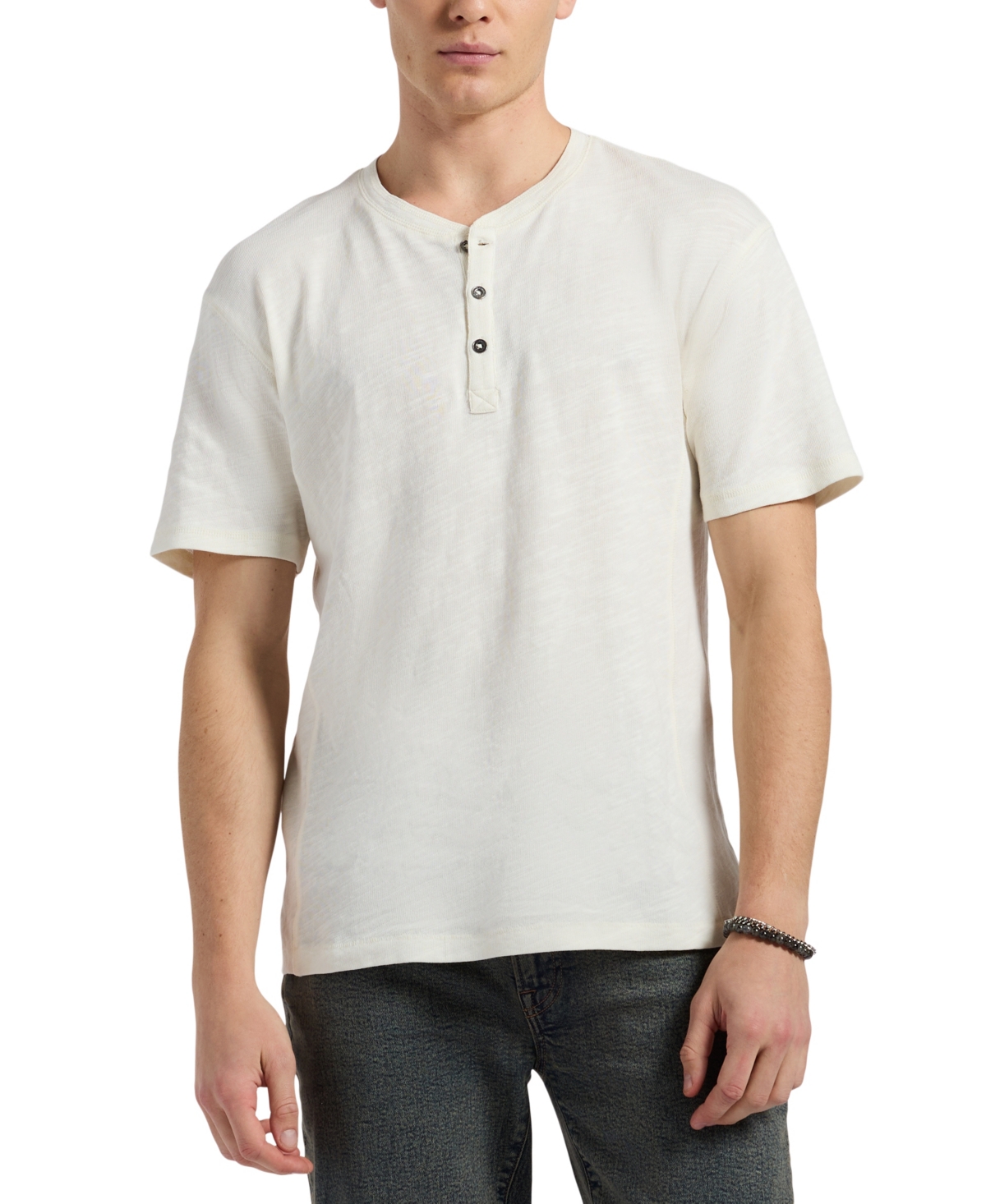 Click here for Mens Slub Knit Short Sleeve Relaxed Henley T-Shirt... prices