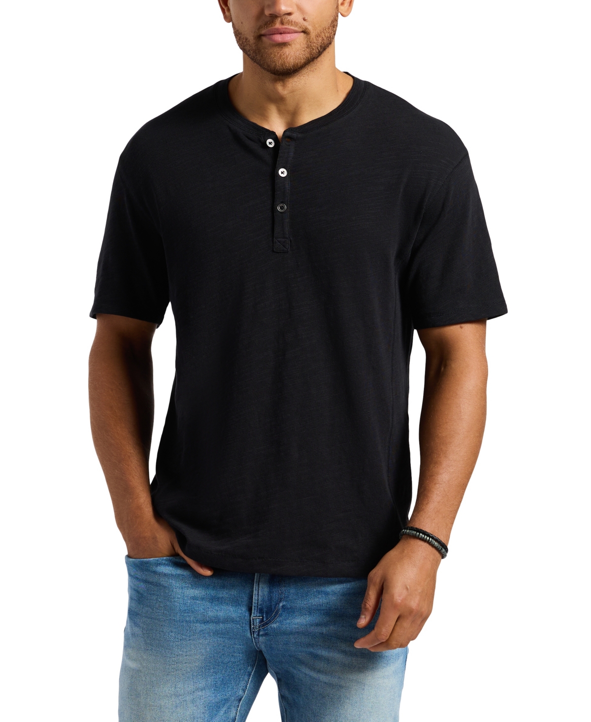 Click here for Mens Slub Knit Short Sleeve Relaxed Henley T-Shirt... prices