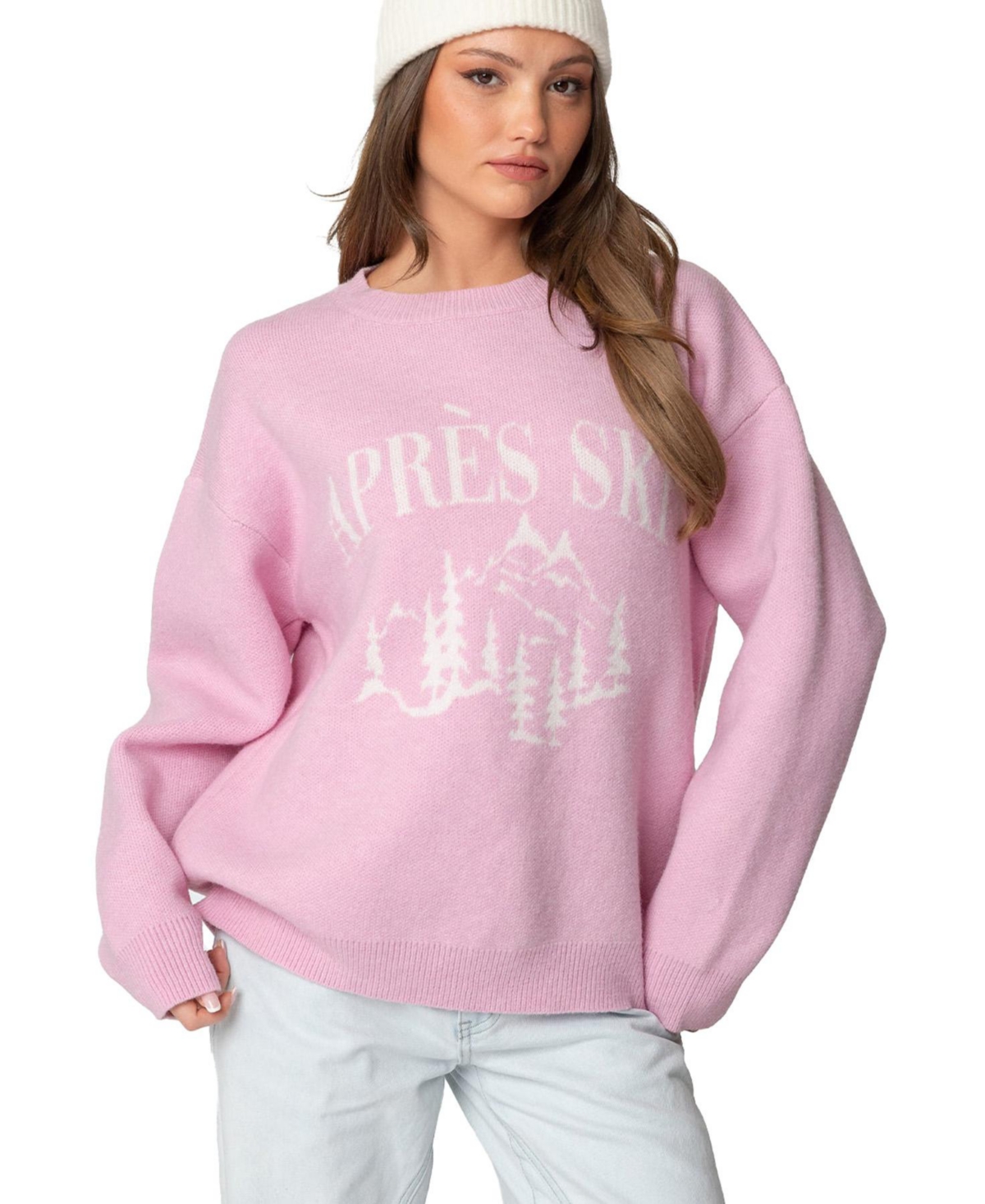 Click here for Edikted Womens Apres Ski Oversized Sweater - Pink prices