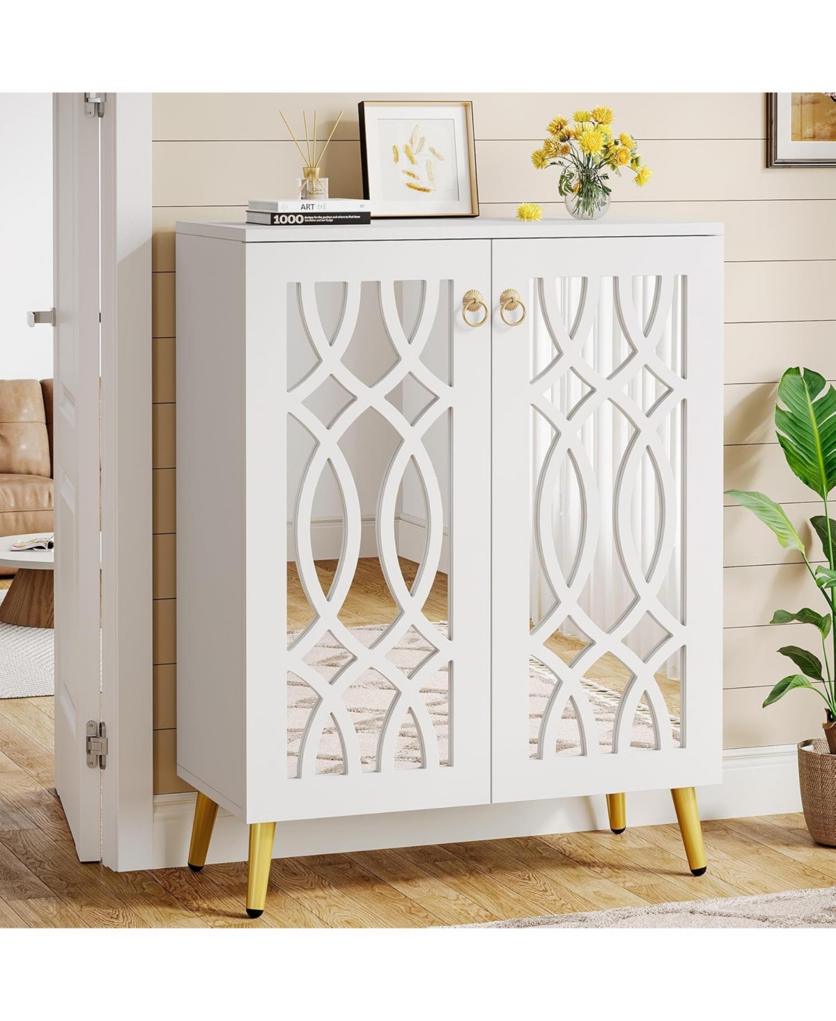 Click here for Tribesigns Mirrored Shoe Cabinet  5-Tier White Mod... prices
