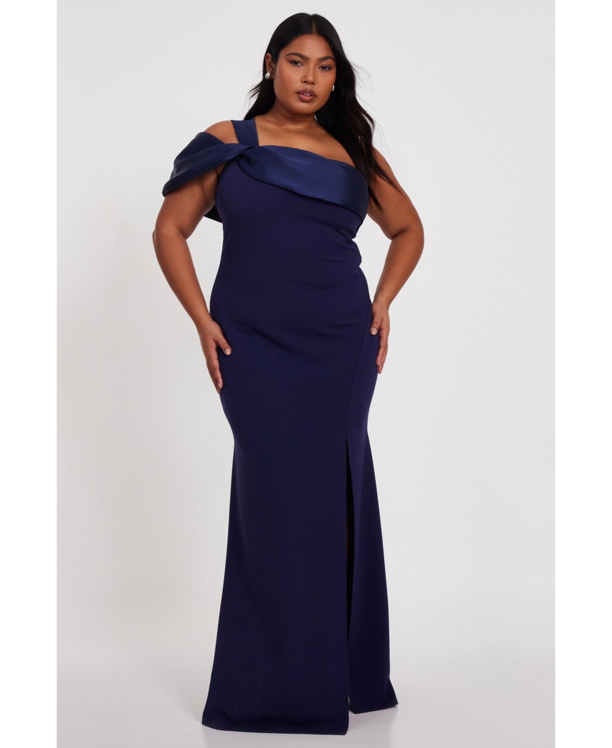 Click here for Quiz Plus Size One Shoulder Satin/Scuba Crepe Maxi... prices