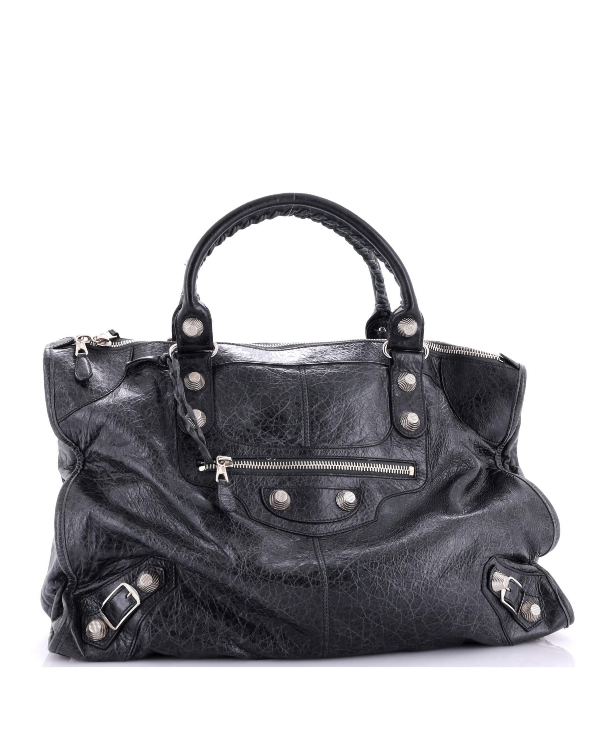 Click here for Pre-Owned Balenciaga Weekender Giant Studs Bag Lea... prices