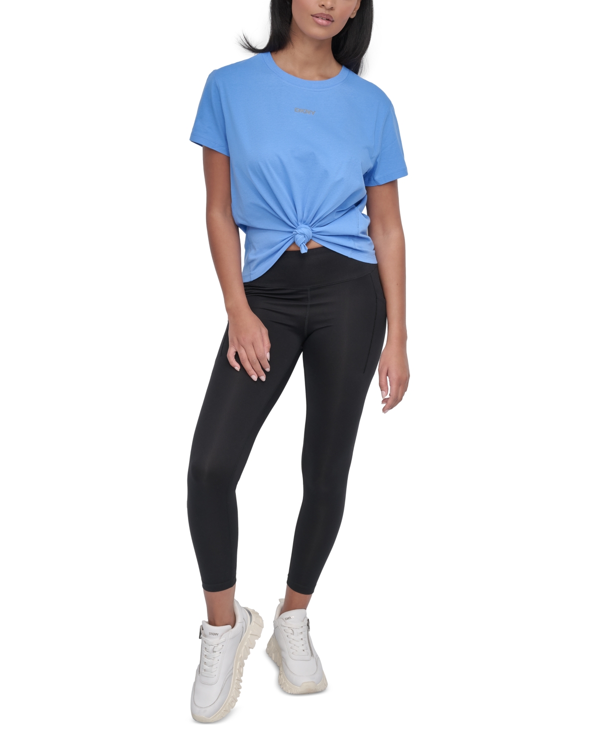 Click here for Dkny Womens Studded-Logo T-Shirt - Cornflower Blue prices