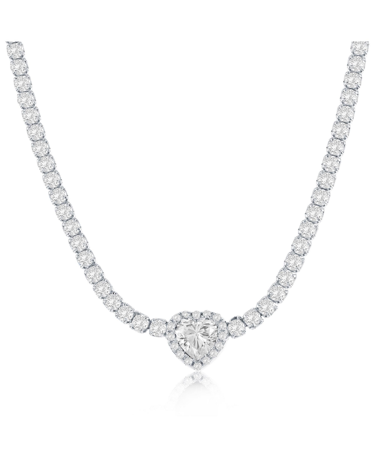Click here for Sterling Silver  Heart Cz Tennis Necklace - Silver prices