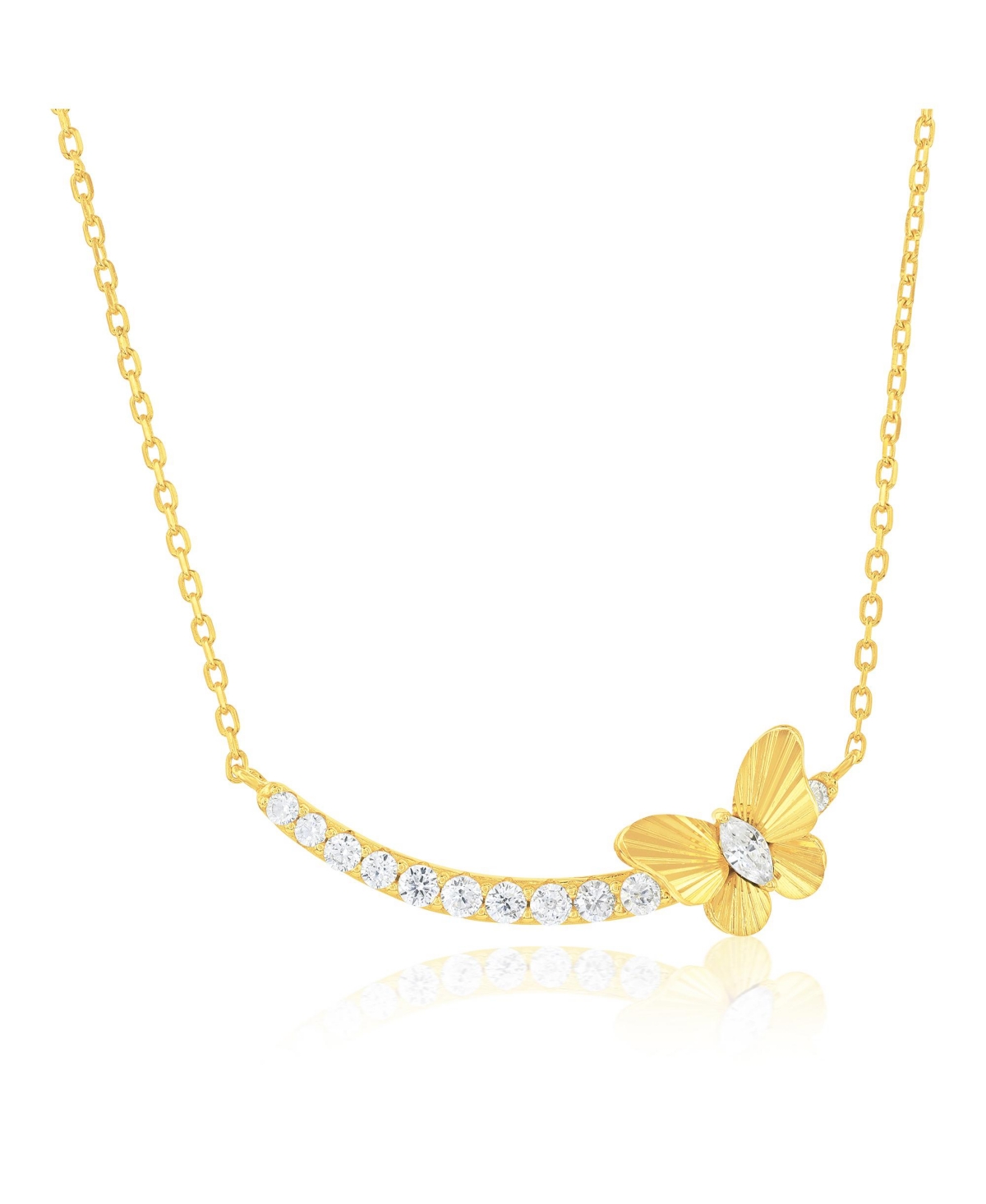 Click here for Sterling Silver  D-c Butterfly  Cz Bar Neckalce -... prices