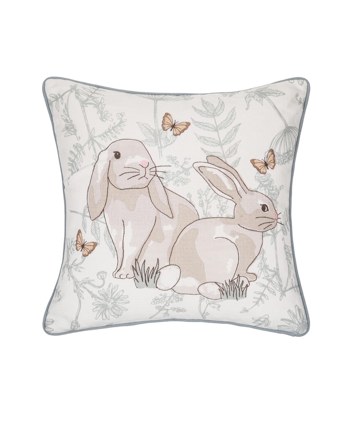Click here for 18 x 18 Garden Toile Easter Bunnies Embroidered De... prices
