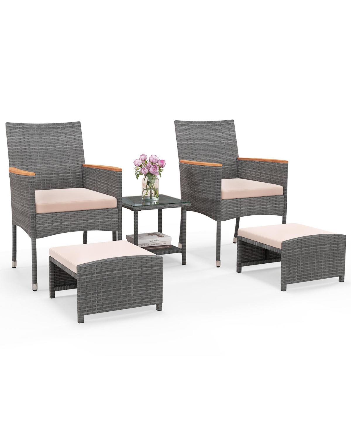 Click here for Gymax 5 Pieces Wicker Patio Furniture Set Pe Ratta... prices