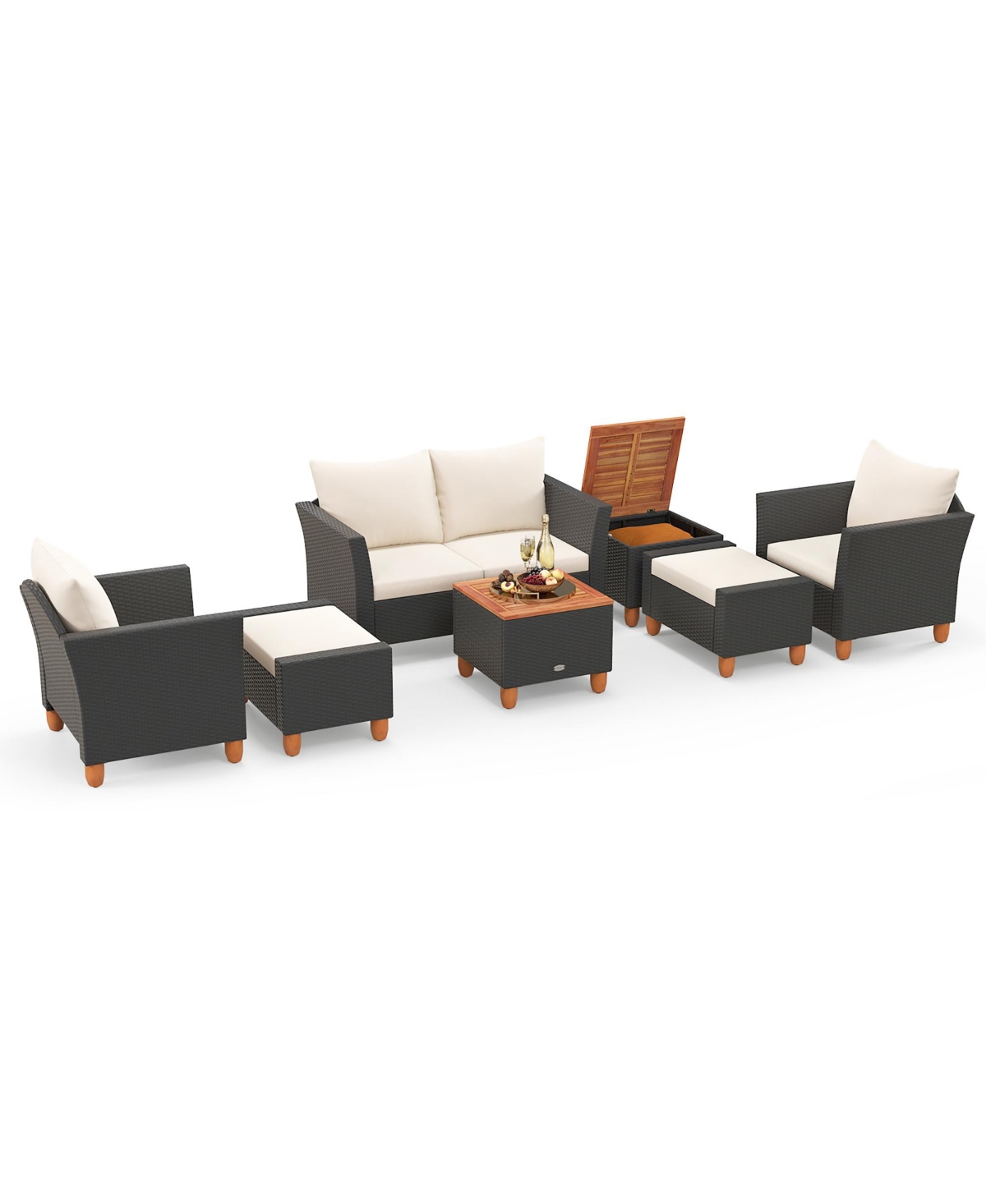 Click here for Gymax 7 Pcs Patio Furniture Set w/ Loveseat Armcha... prices