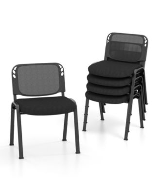 Set of 5 Stackable Conference Chairs with Mesh Back Comfortable and ...
