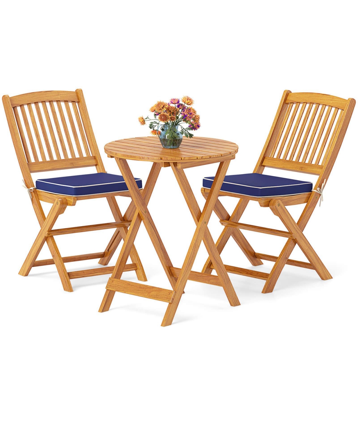 Click here for 3 Pcs Acacia Wood Patio Bistro Set Folding Table &... prices