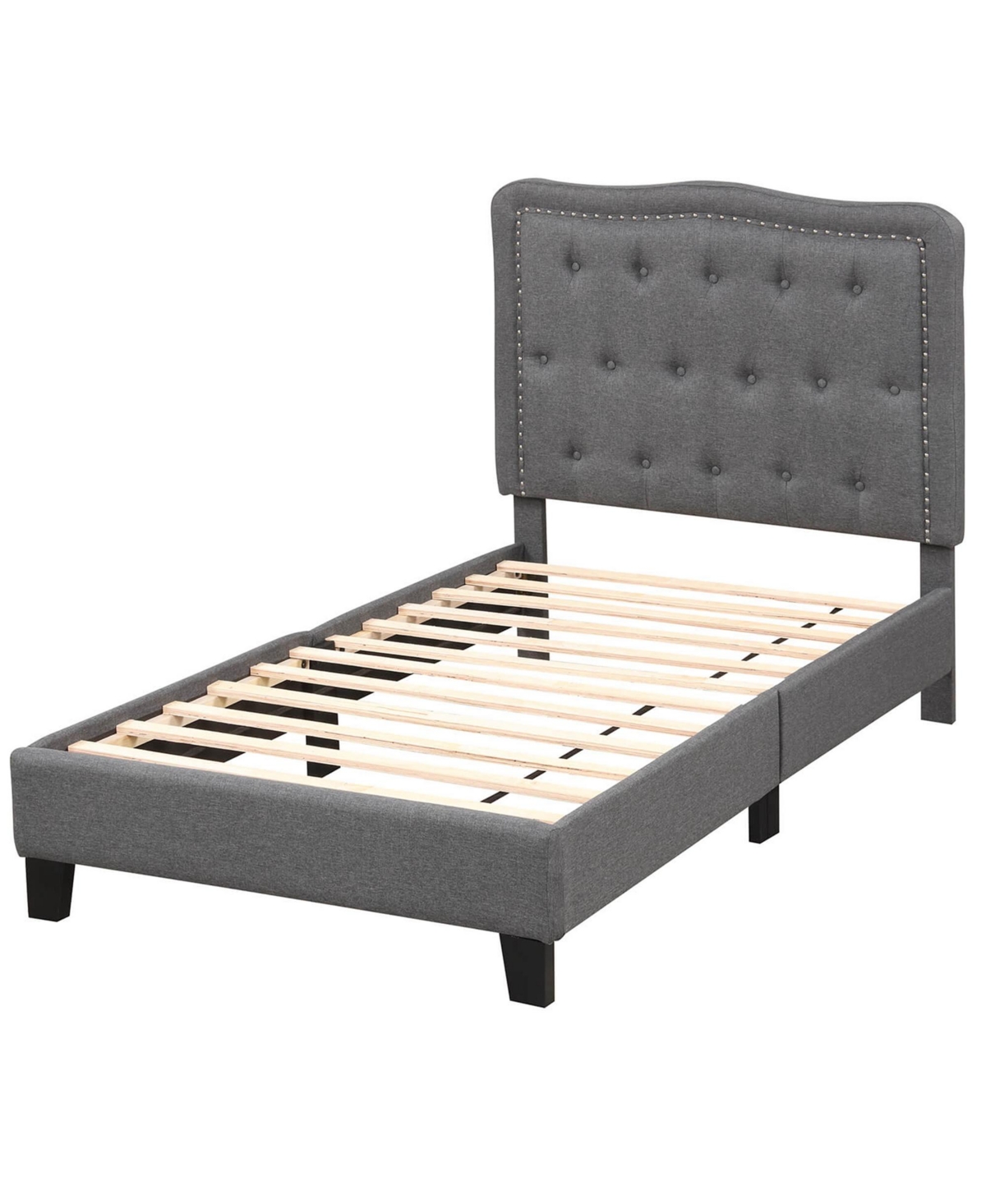 Click here for Twin Size Bed Frame with 46" Tall Button Tuft... prices