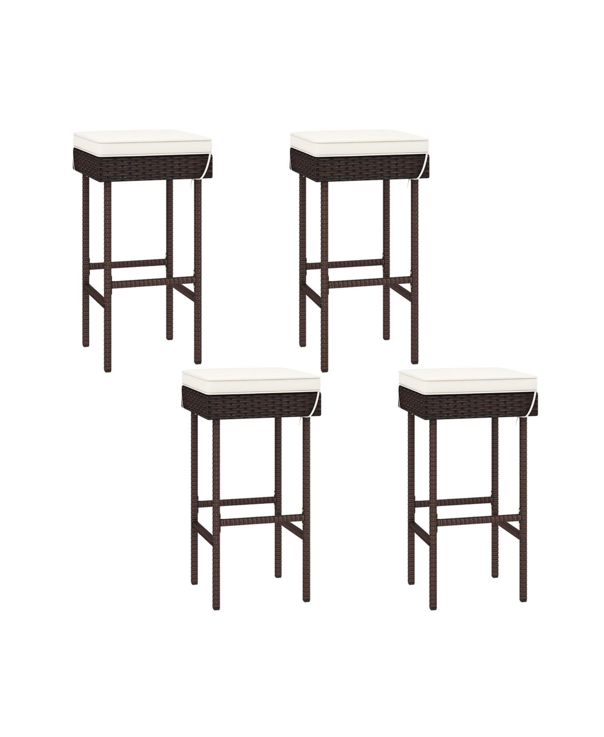 Click here for Patio Rattan Barstools Set of 4 with Footrest and... prices