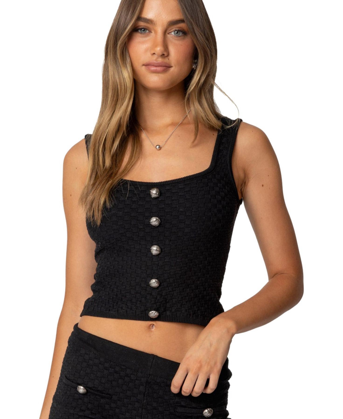 Click here for Edikted Womens Amalie Knit Tank Top - Black prices