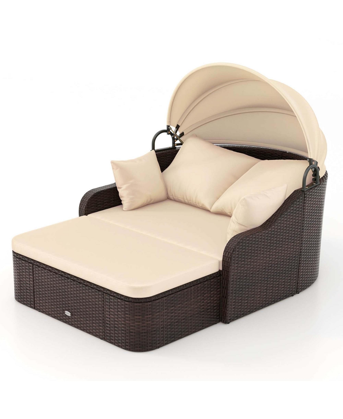 Click here for Patio Pe Rattan Daybed with Retractable Canopy Sof... prices