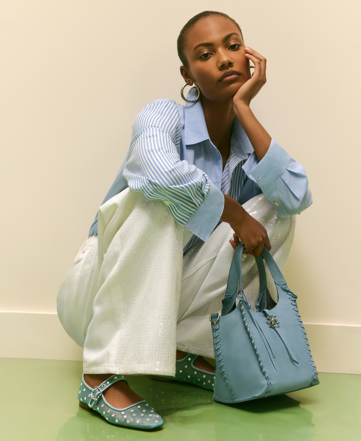 Click here for Sam Edelman Sylvia Small Crossbody Tote Bag - Deni... prices