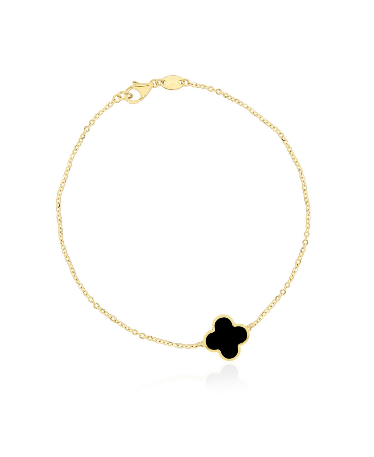 Click here for The Lovery Small Onyx Single Clover Bracelet 14K G... prices