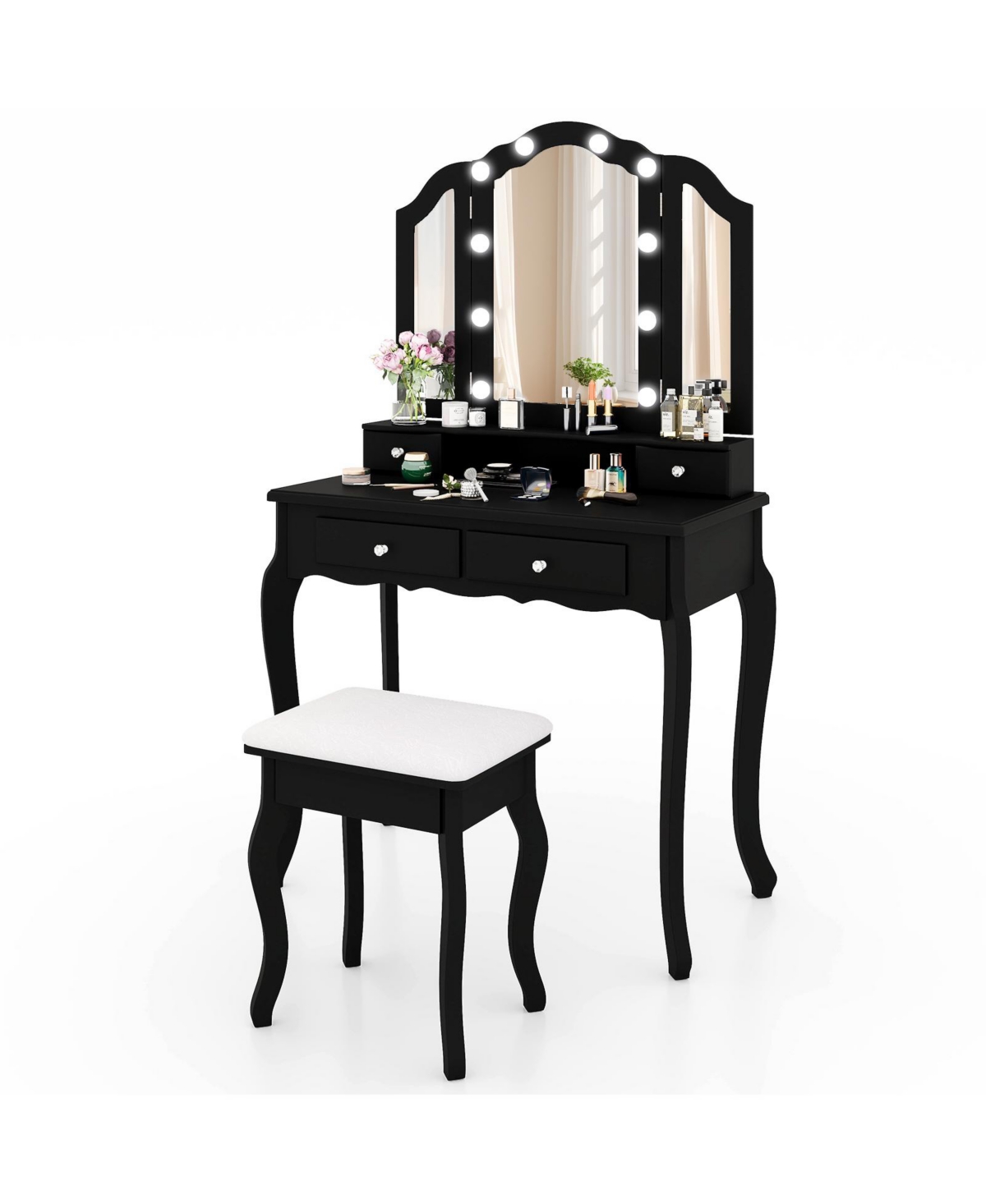 Click here for Makeup Vanity Table Set with Lighted Mirror and Dr... prices