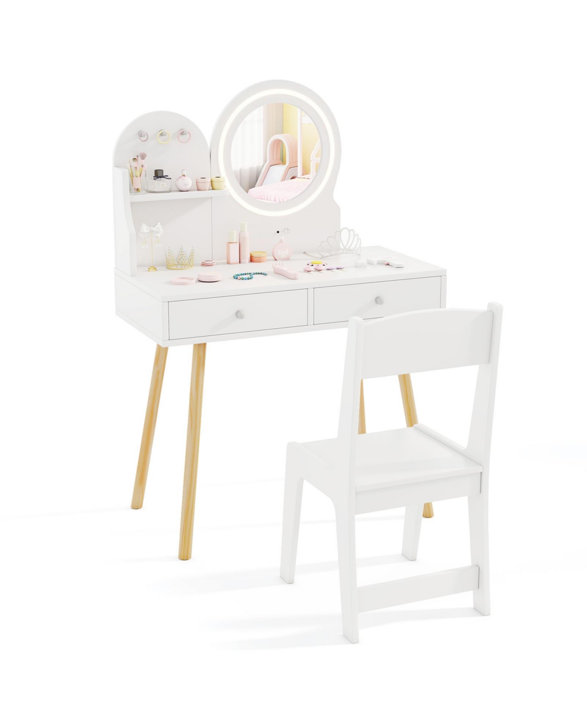 Click here for Kids Vanity Set with Light-Up Mirror  Chair  and P... prices