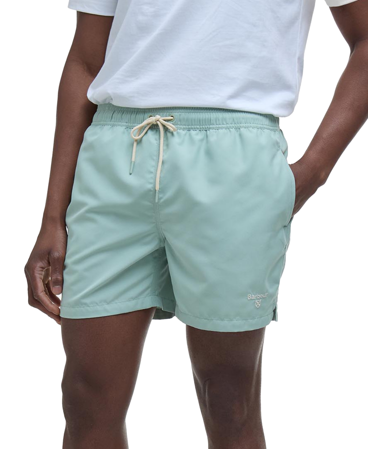 Click here for Barbour Mens Staple Logo 5 Swim Trunks - Pale Appl... prices