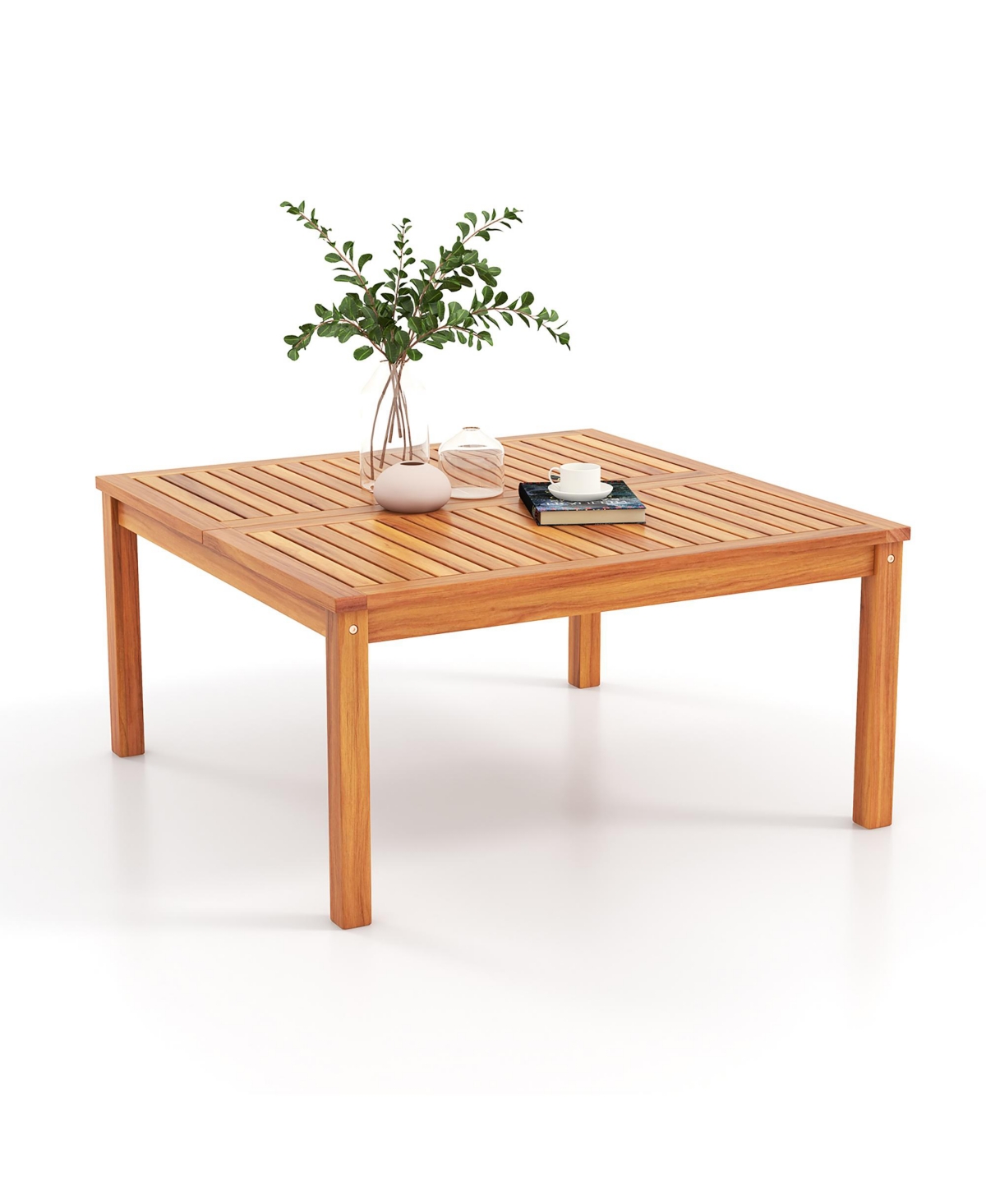 Click here for Gymax Outdoor Coffee Table w/ Slatted Tabletop Sma... prices