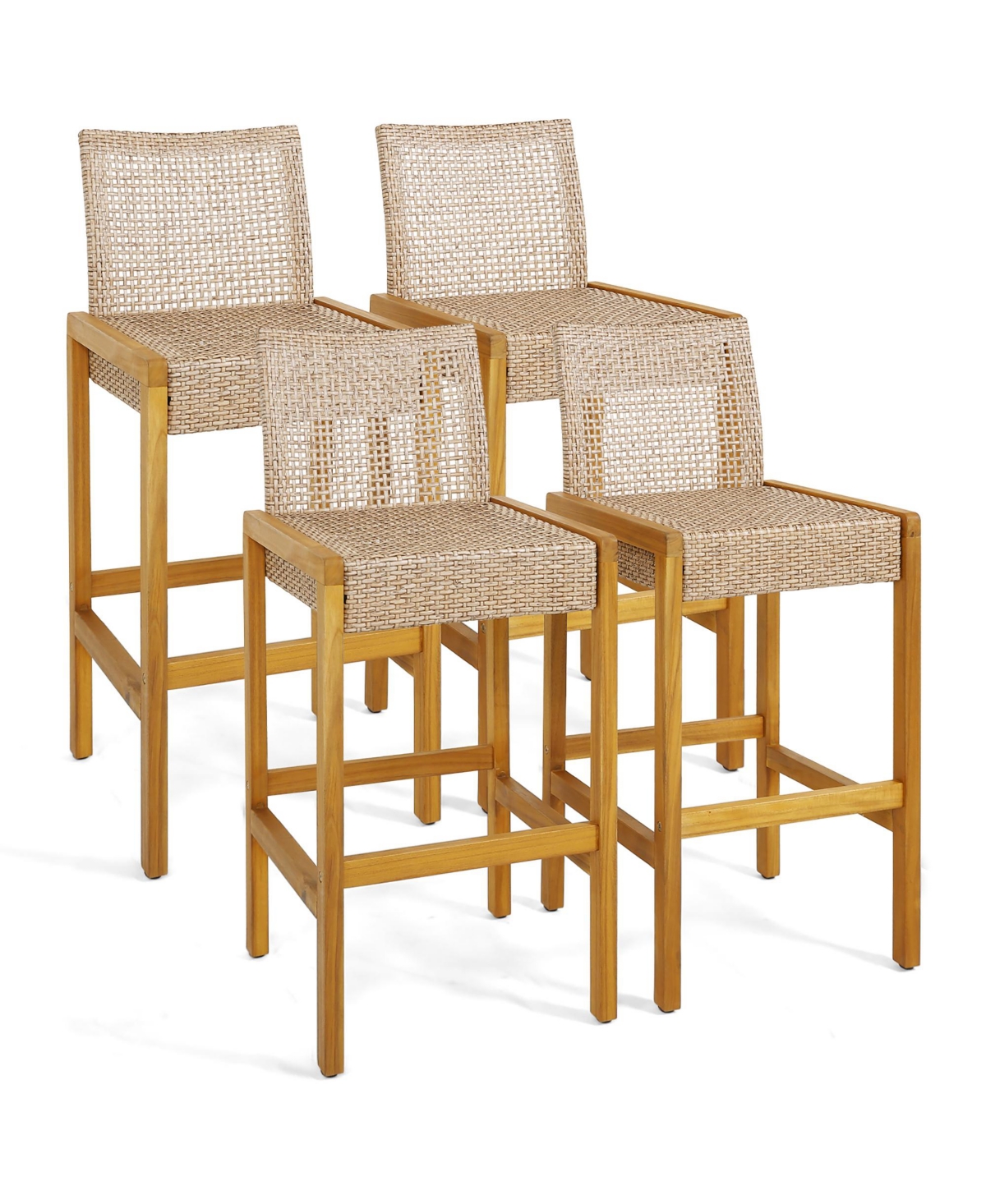 Click here for Gymax Wicker Bar Stools Set of 4 Patio Chairs w/ S... prices