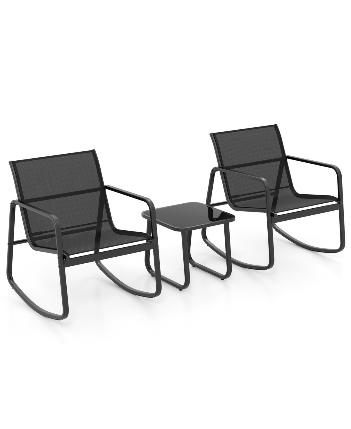 Click here for 2 Rocking Bistro Chairs with Glass-Top Table Cozy... prices