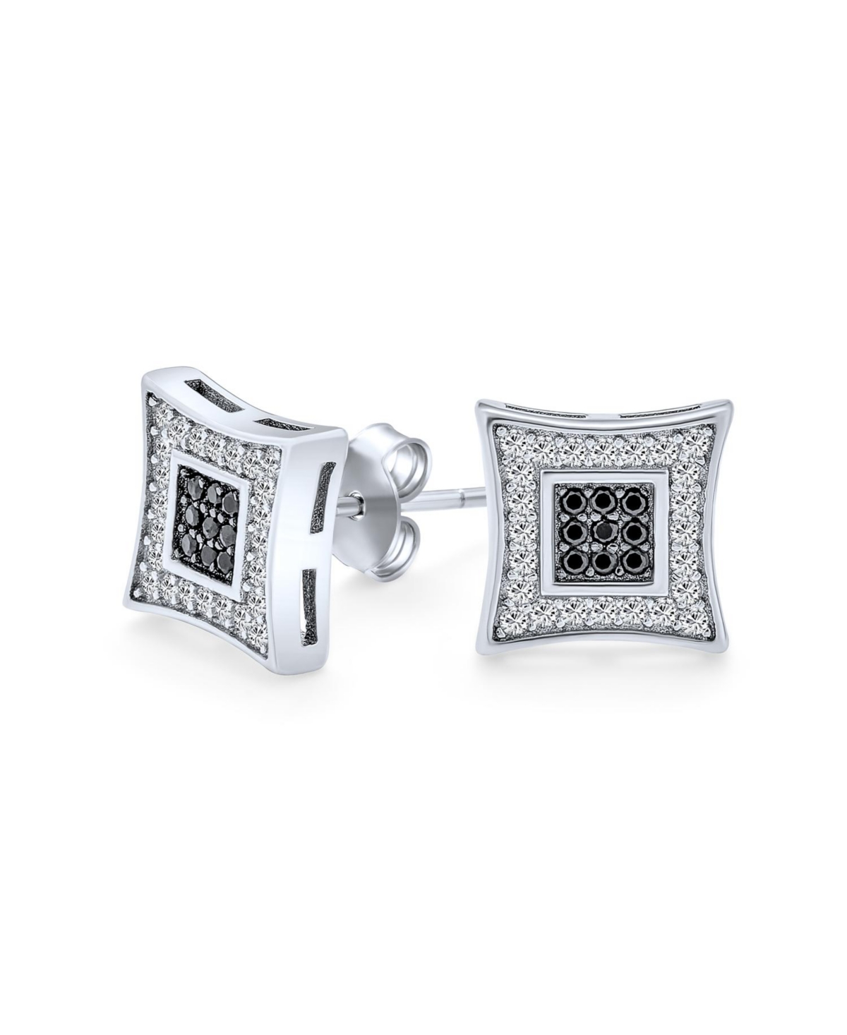 Click here for Bling Jewelry 10MM Square Black & White Cz Stud Ea... prices