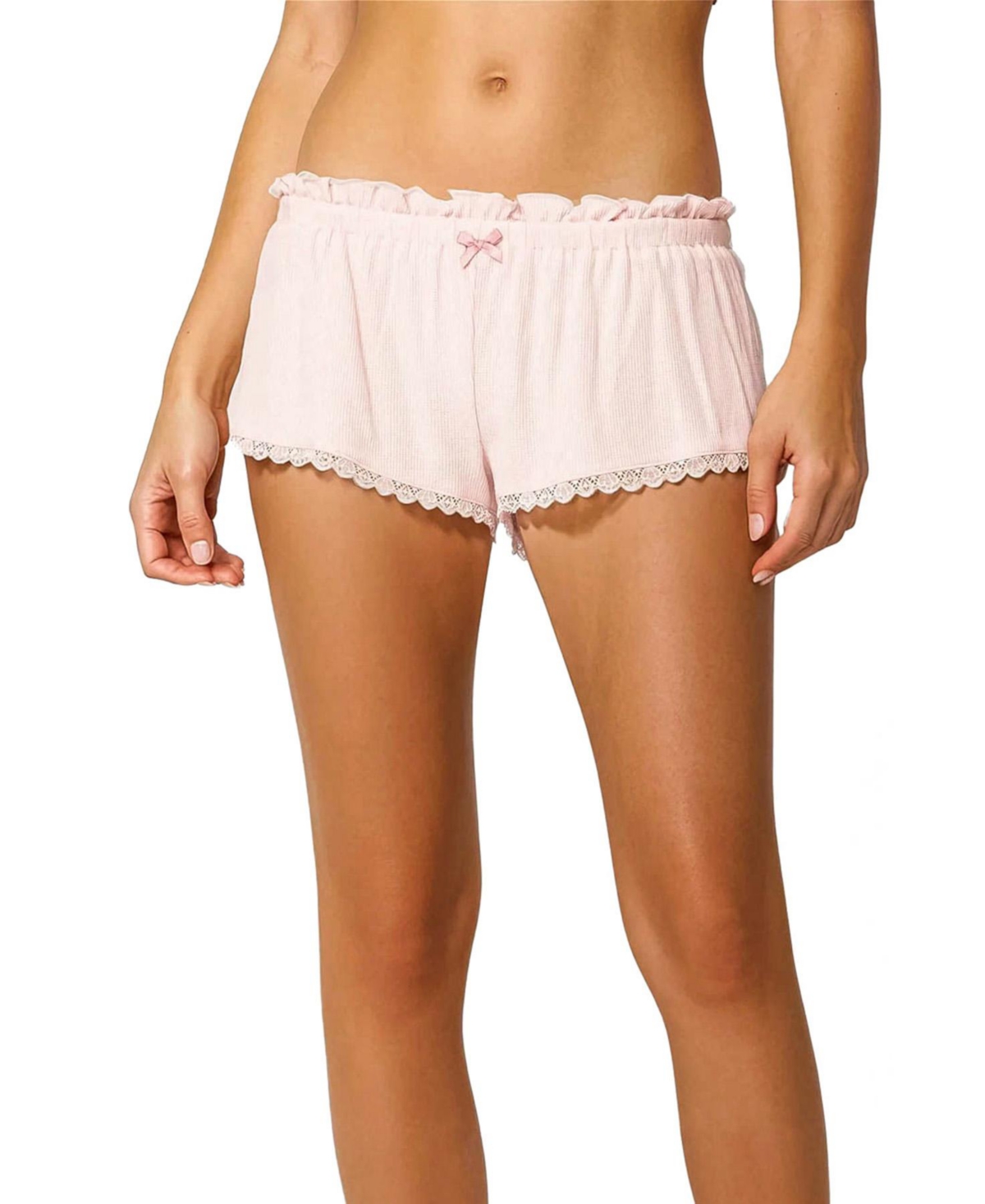 Edikted Womens Dream Waffle Shorts - Pink