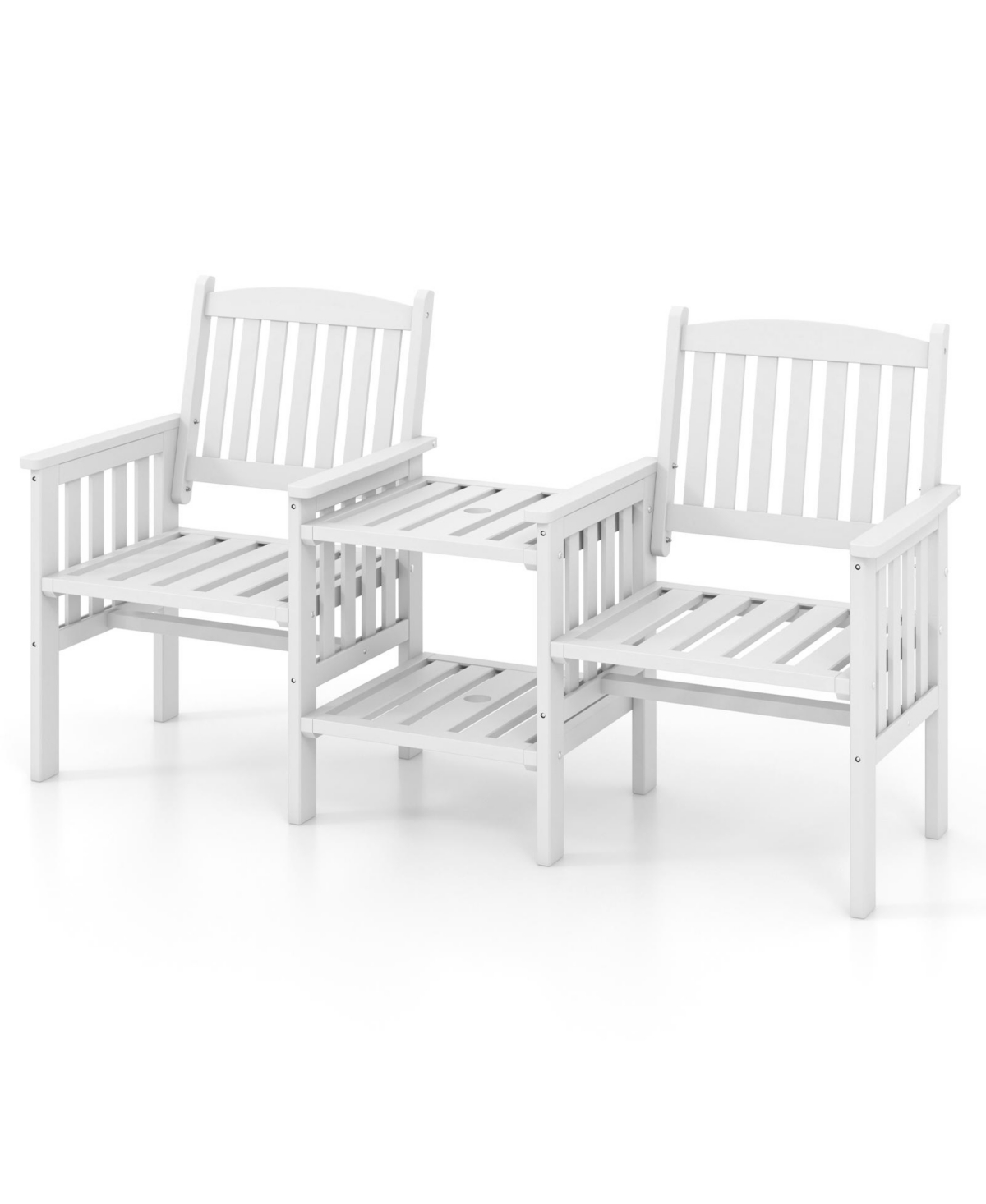 Click here for Outdoor Fir Wood Loveseat with 2-Tier Side Table a... prices