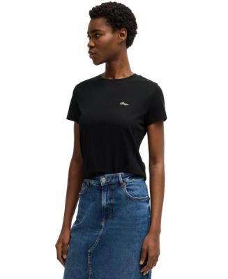 BOSS by Hugo Boss Women's Script Logo Straight-Fit T-Shirt - Macy's