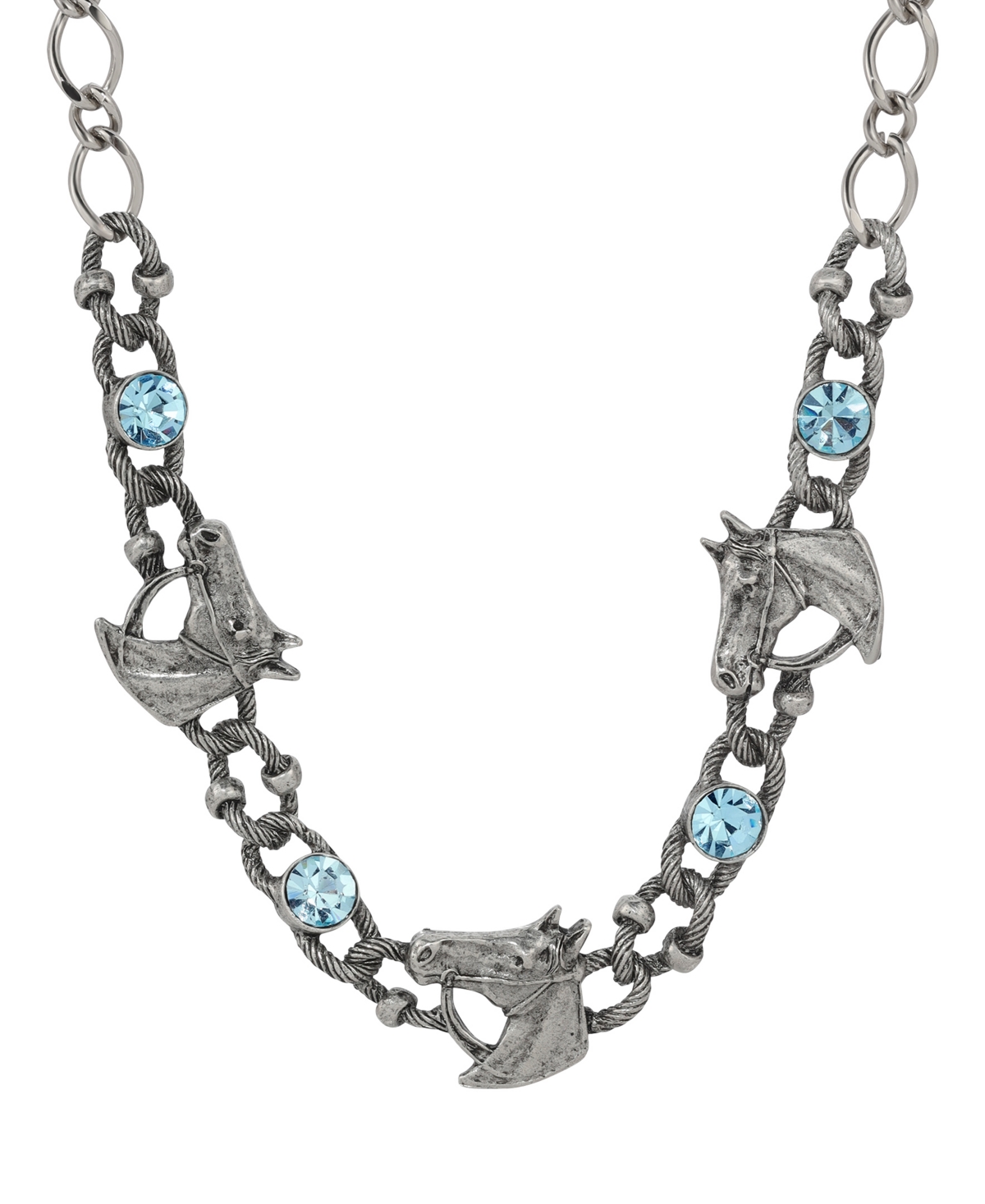 Click here for 2028 Silver-Tone Horse Blue Crystal Necklace - Blu... prices