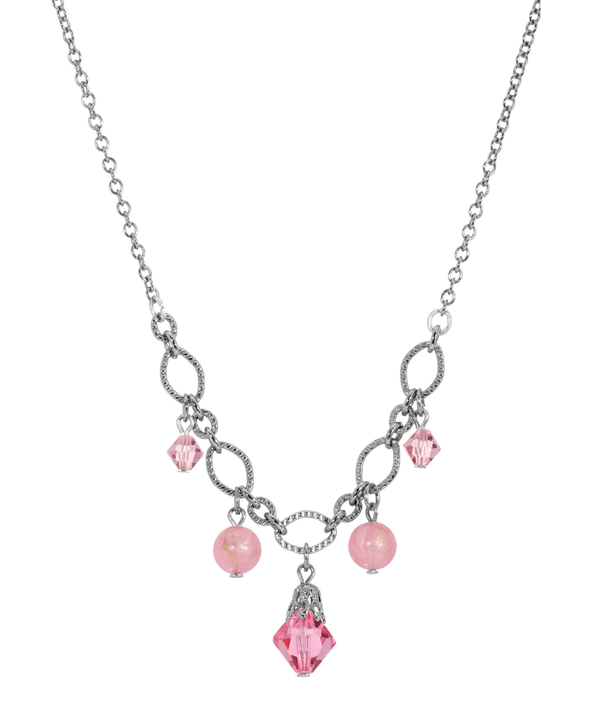 Click here for 2028 Silver Tone Pink Crystal Acrylic Bead Necklac... prices