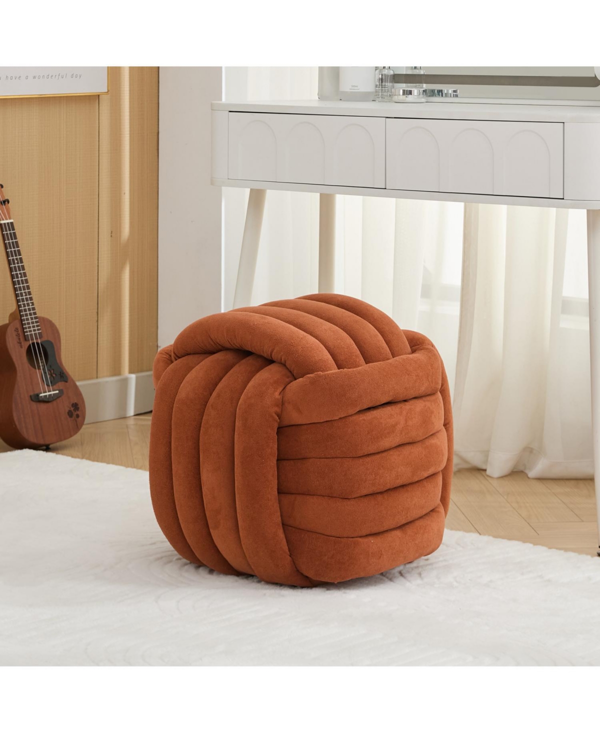 Click here for Streamdale Ottoman Vanity Stool Knotted Chenille F... prices