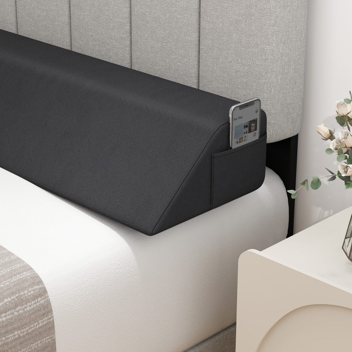 Click here for Bed Wedge Pillow with Storage Bag-Full Size - Grey prices