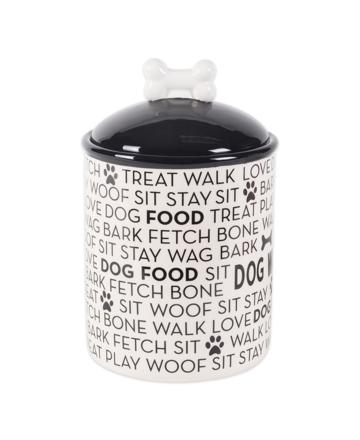 Click here for Bone Dry Ceramic Pet Treat Canister Dog Text - Bla... prices