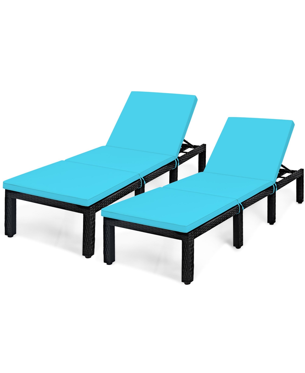 Click here for 2PCS Patio Rattan Lounge Chair Height Adjustable -... prices